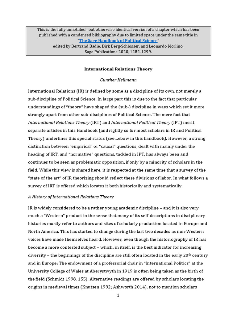History of International Relations Theory | PDF | Theory | Concept