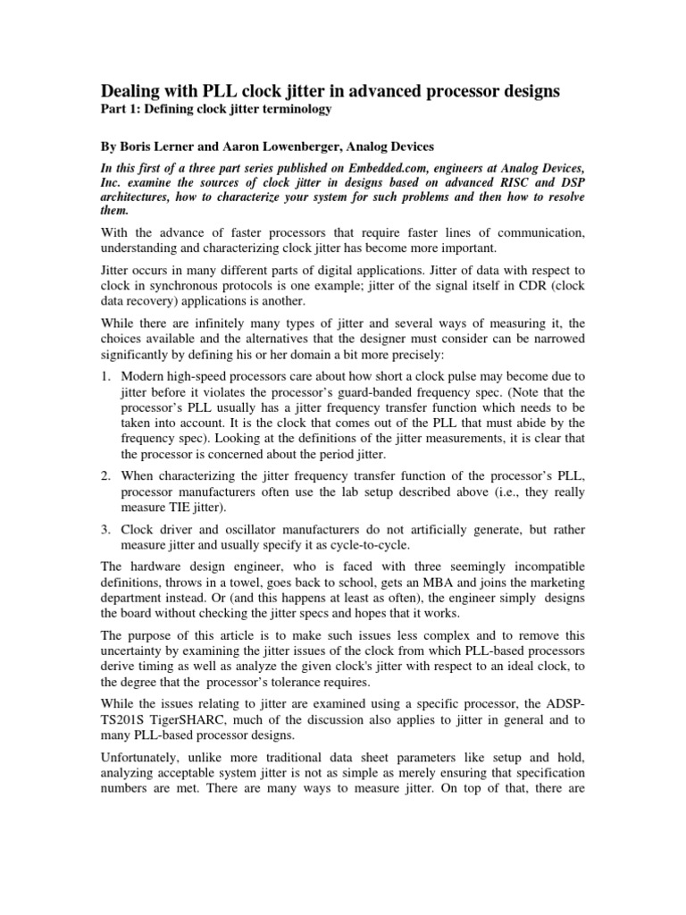 Dealing With PLL Clock Jitter in Advanced Processor Designs | PDF | Digital Signal Processing ...