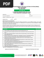 (Appendix C-11) COT-RPMS Inter-Observer Agreement Form For T I-III For SY 2024-2025 | PDF