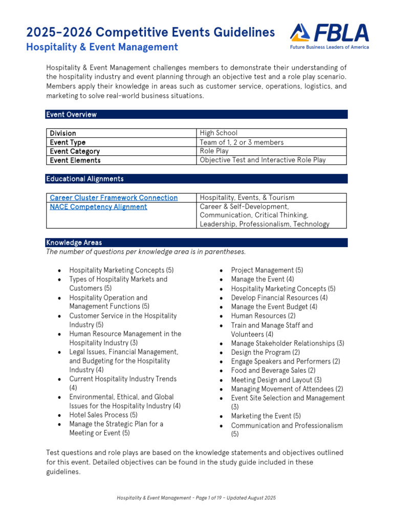 2025-2026 Hospitality Event Guidelines | PDF | Employment | Marketing