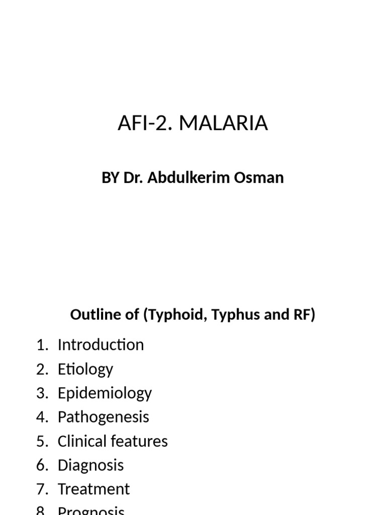 Afi-2. Malaria by Dr. Abdulkerim Osman | PDF | Malaria | Plasmodium