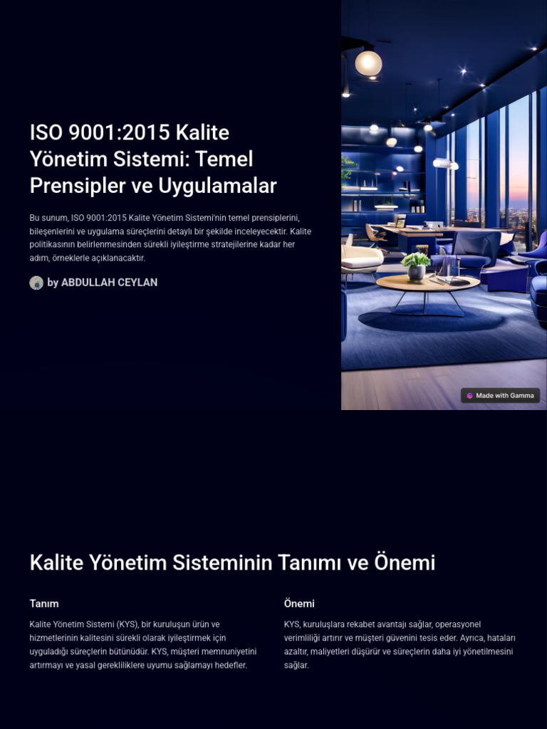 ISO 90012015 Kalite Yonetim Sistemi Temel Prensipler Ve Uygulamalar | PDF