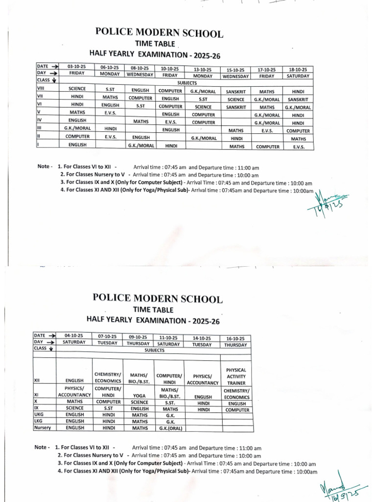 Date Sheet | PDF