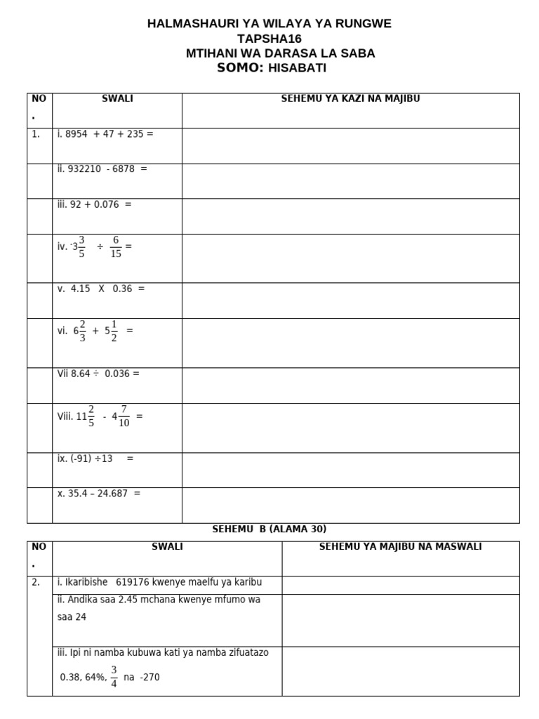 Hisabati 8tapsha16 | PDF