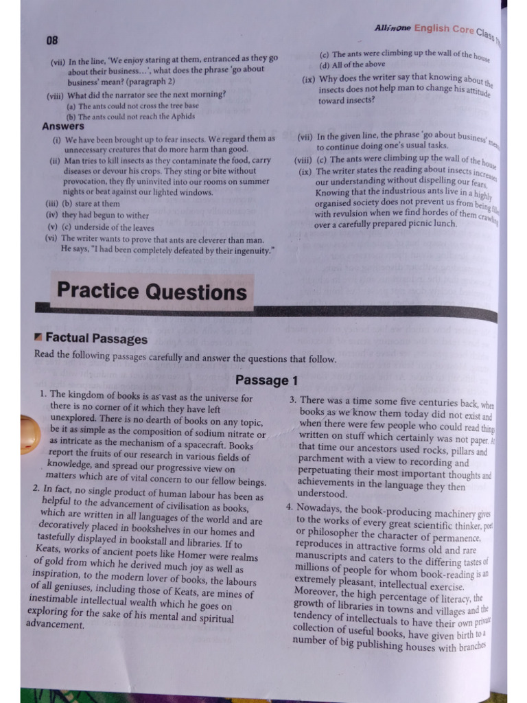 Practice Questions of Unseen Passage | PDF