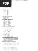 Trigonometric Identities Cheat Sheet | PDF