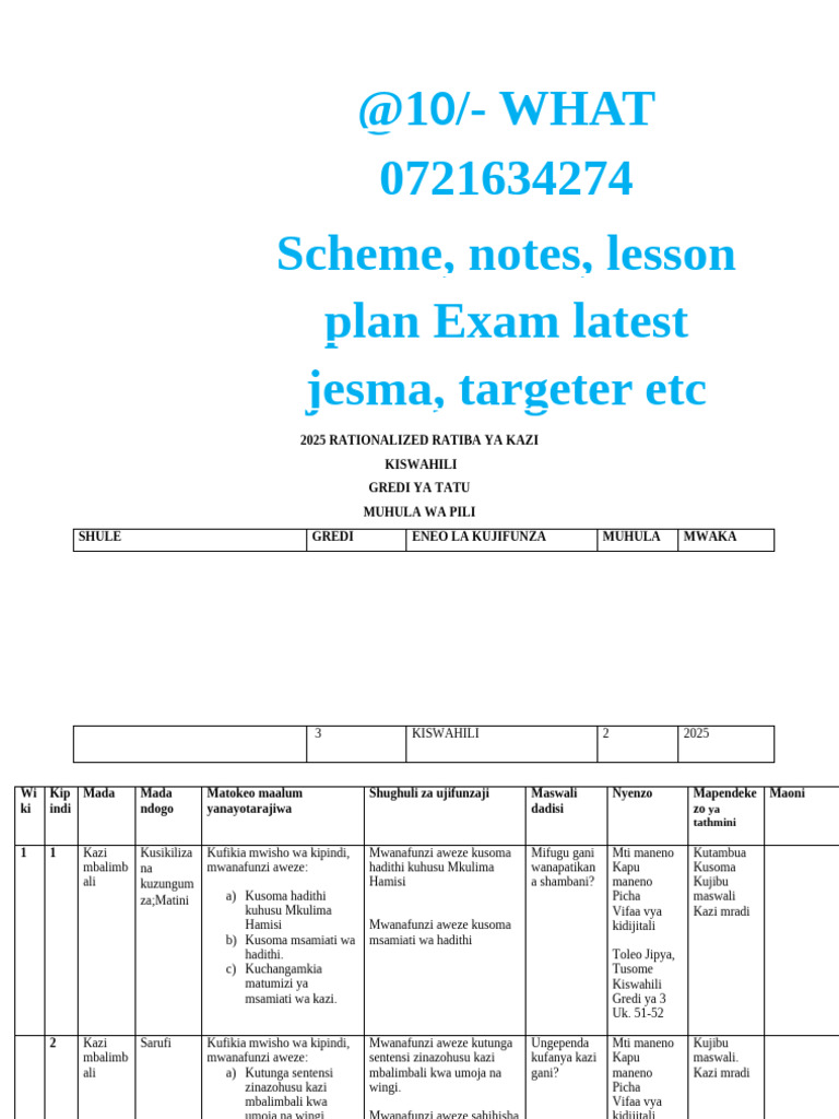 3 Kisw KLB Tusome | PDF