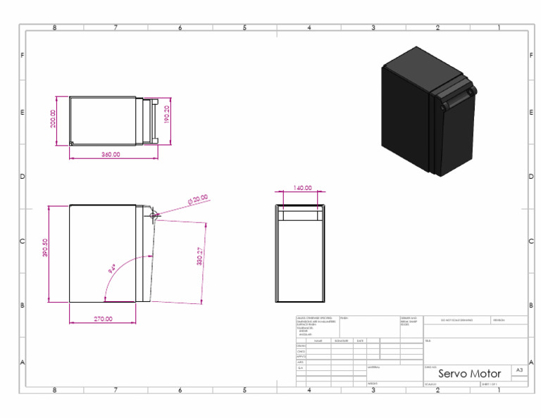 Servo Motor Technical Drawing | PDF | Mechanical Engineering