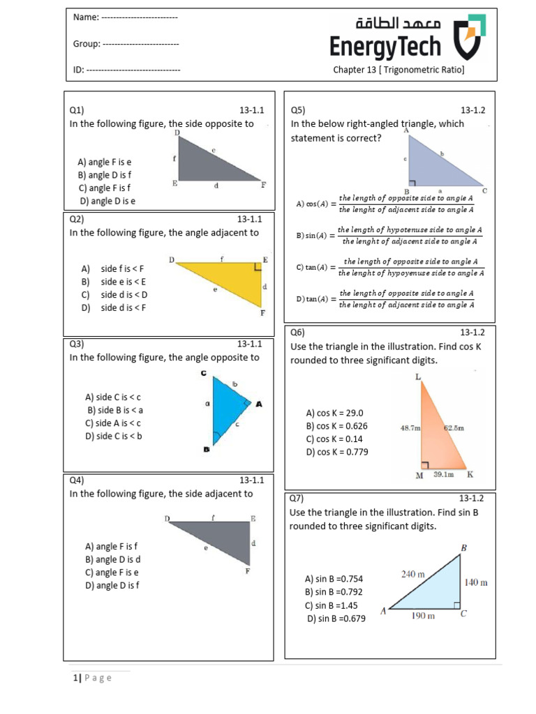 Trigonometric Ratios and Applications | PDF | Euclidean Geometry ...
