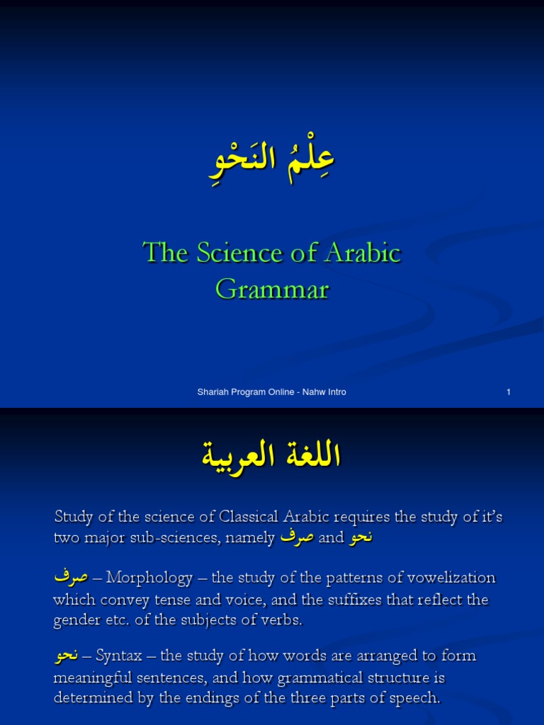 The Science of Arabic Grammar: Shariah Program Online - Nahw Intro 1 ...