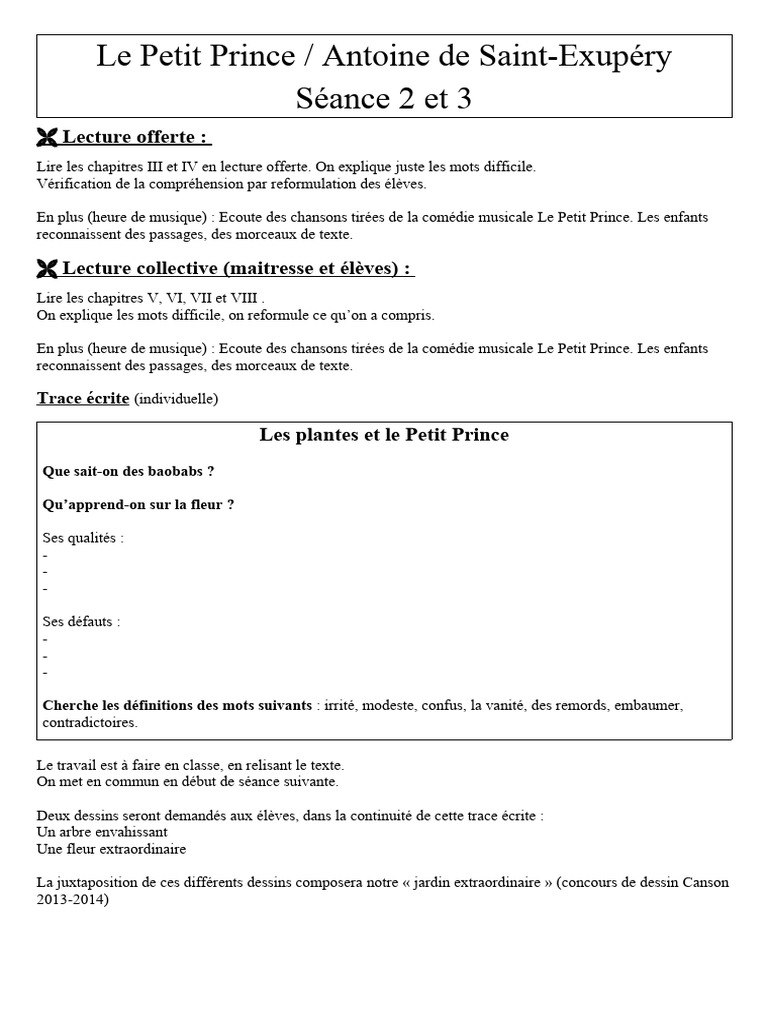 Activités pédagogiques Le Petit Prince | PDF