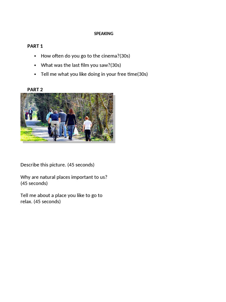 Speaking Practice: Cinema and Sports | PDF