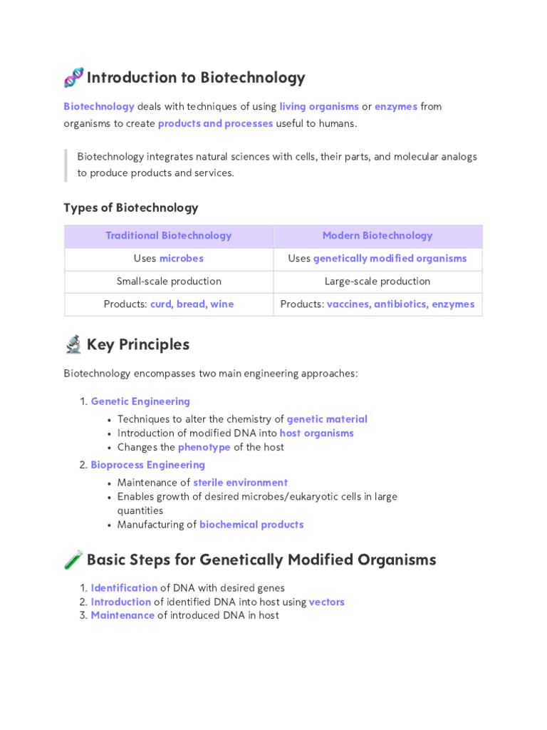 Introduction to Biotechnology Basics | PDF | Restriction Enzyme | Plasmid