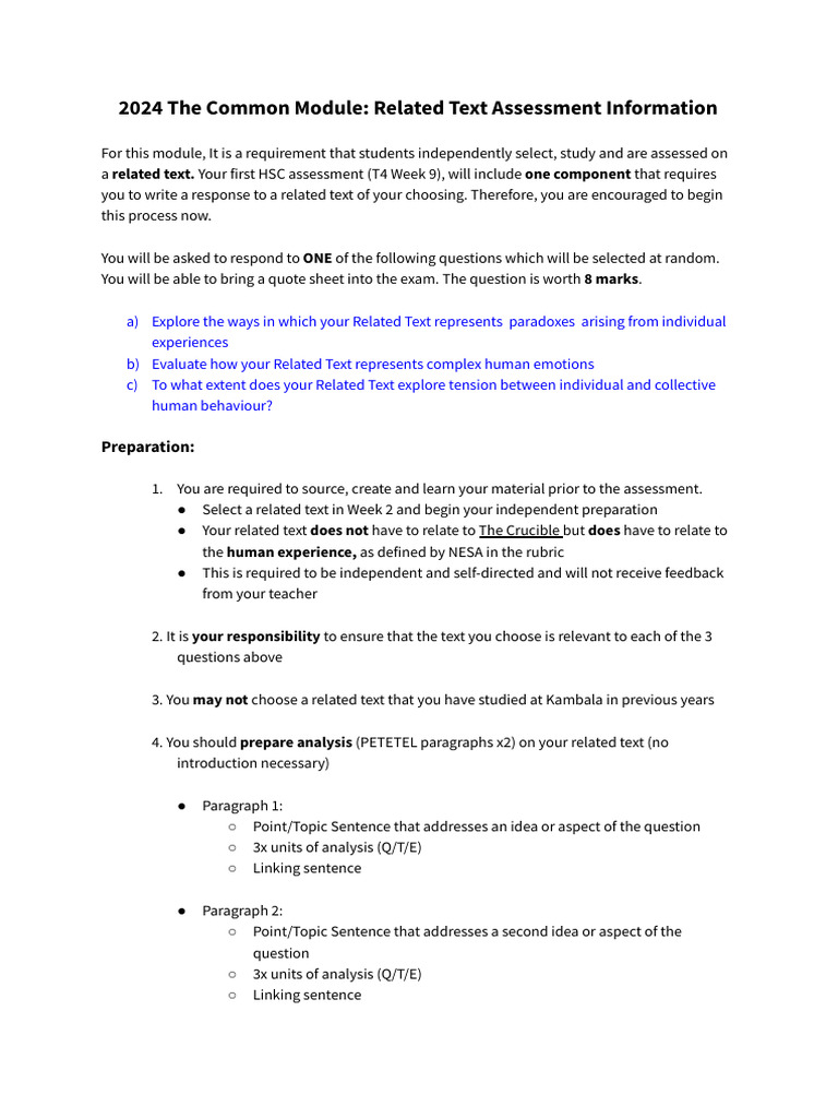 2024 Related Text Assessment Information | PDF | Poetry