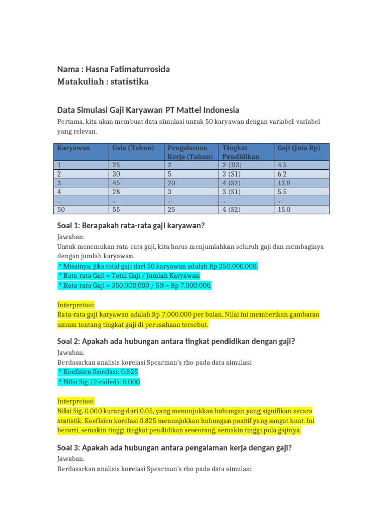 Analisis Gaji Karyawan PT Mattel Indonesia | PDF