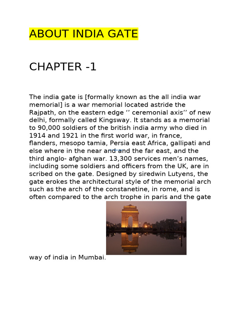 India Gate: A War Memorial Overview | PDF
