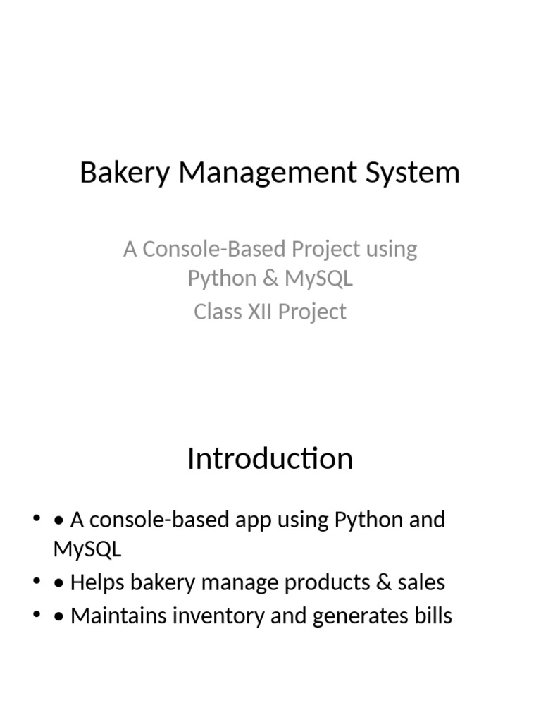 Bakery Management System Presentation | PDF