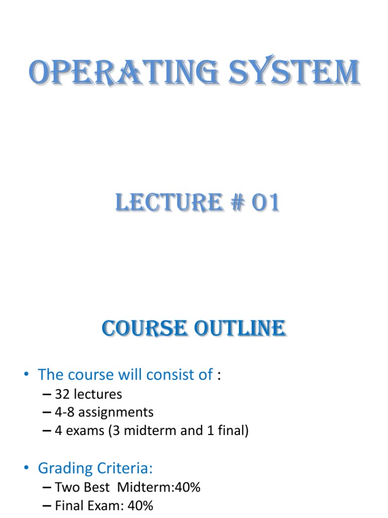 Operating System: Lecture # 01 | PDF | Operating System | Process ...