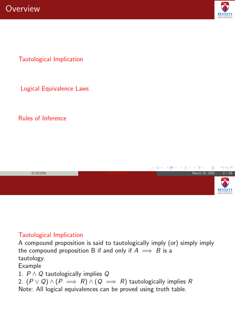 04,5,6 Tautological Implication, Logical Equivalence Laws and Rules of ...