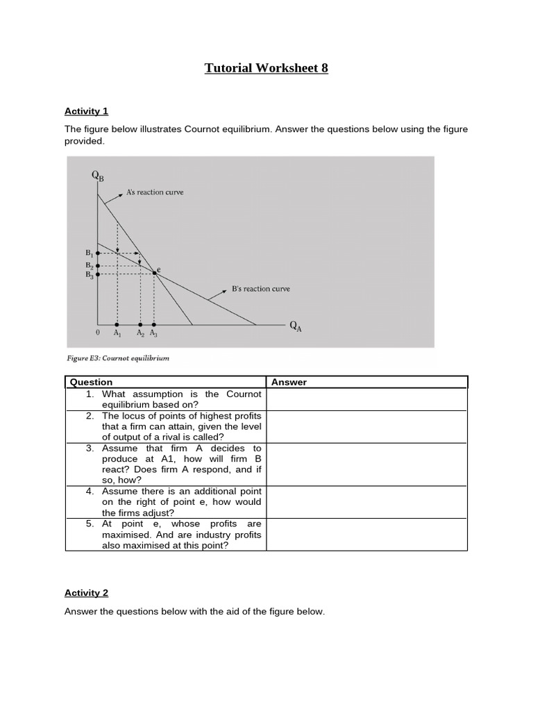 ECO 2B Tutorial Worksheet 8 | PDF | Economic Equilibrium | Business ...
