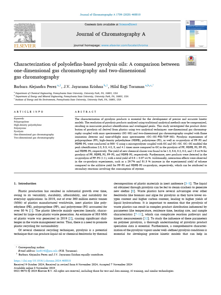 Characterization of Polyolefins-Based Pyrolysis Oils - A Comparison ...