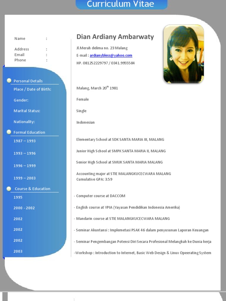 CV of Dian Ardiany Ambarwaty | PDF