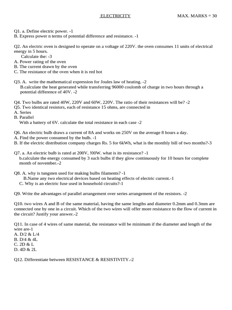 Electricity Concepts and Calculations Guide | PDF