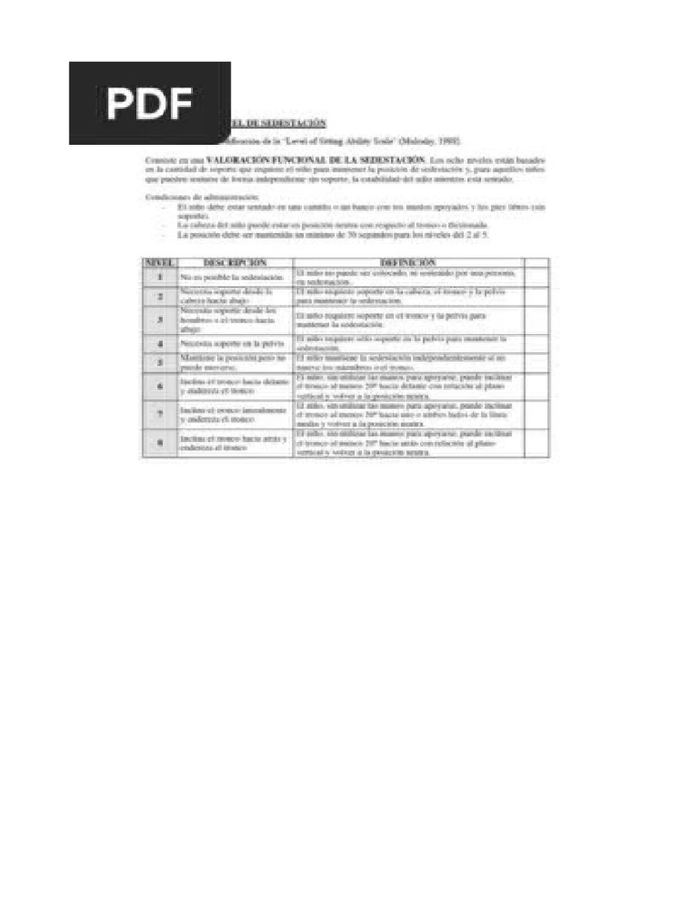 LSS (Level of Sitting Scale) | PDF