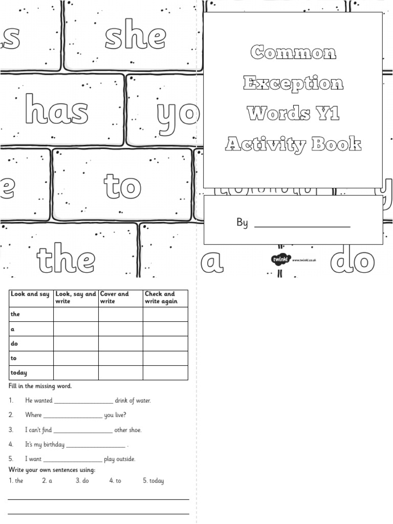 T L 5614 Common Exception Words Y1 Activity Book | PDF