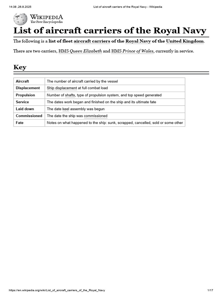 Current UK Royal Navy Aircraft Carriers | PDF | Shipping | Ships Of The ...