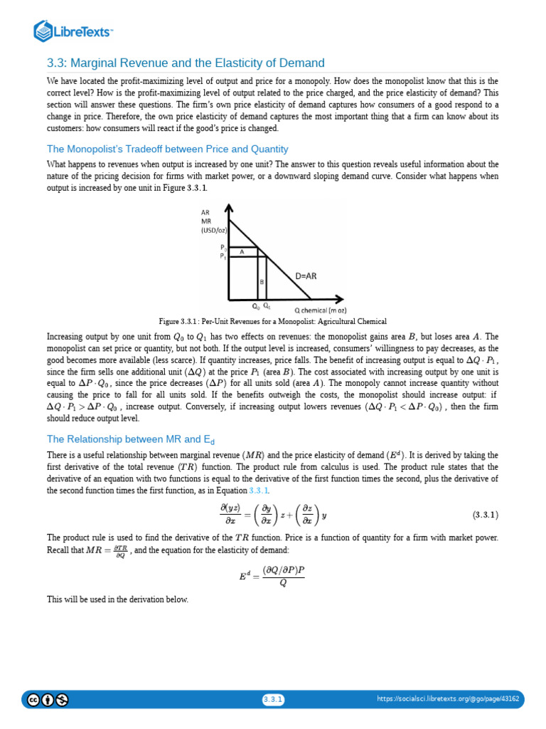 3.03 Marginal Revenue and The Elasticity of Demand | PDF | Monopoly ...