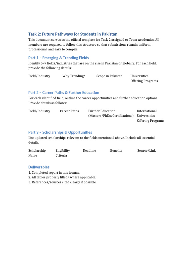 Task 2 Template Team Academics | PDF