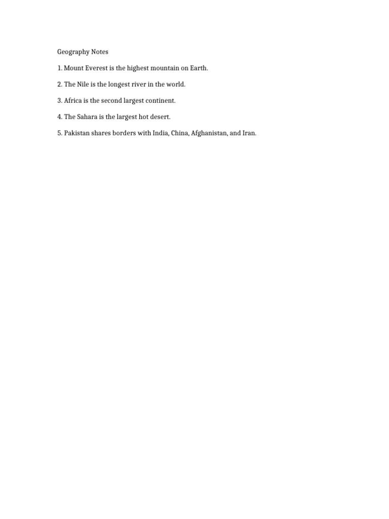 Key Geography Facts and Figures | PDF