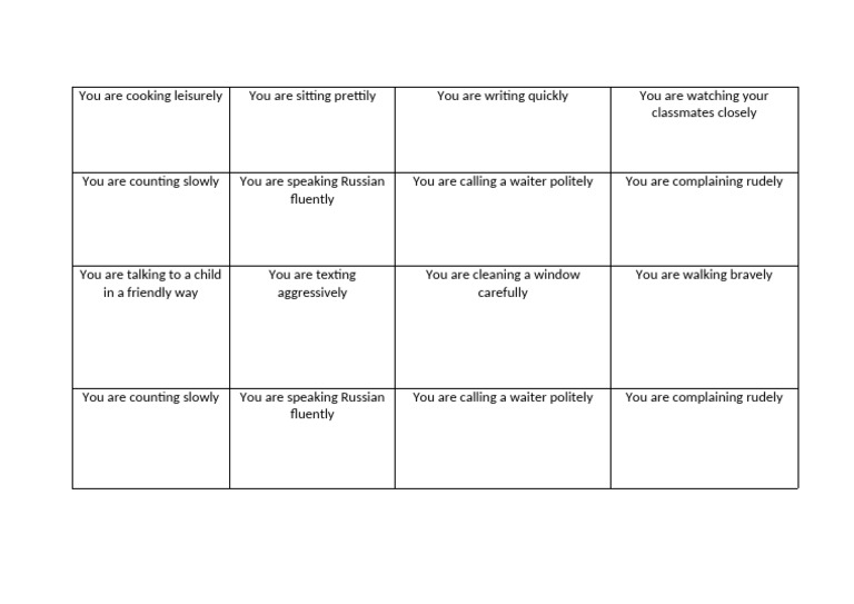 Mime Game With Adverbs | PDF