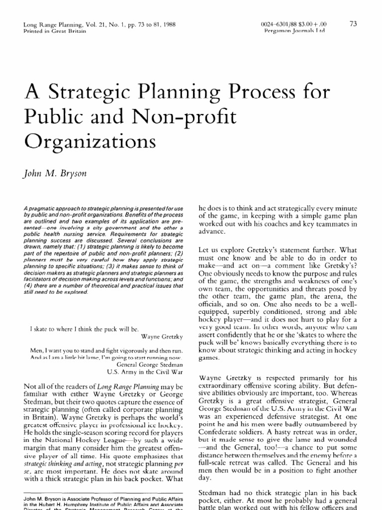 A Strategic Planning Process | PDF