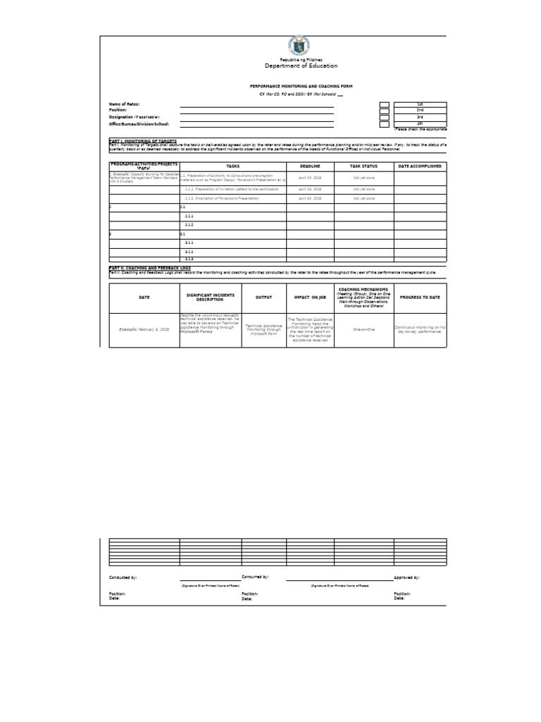 2025-26performance Monitoring and Coaching Form (2nd Quarter) | PDF ...