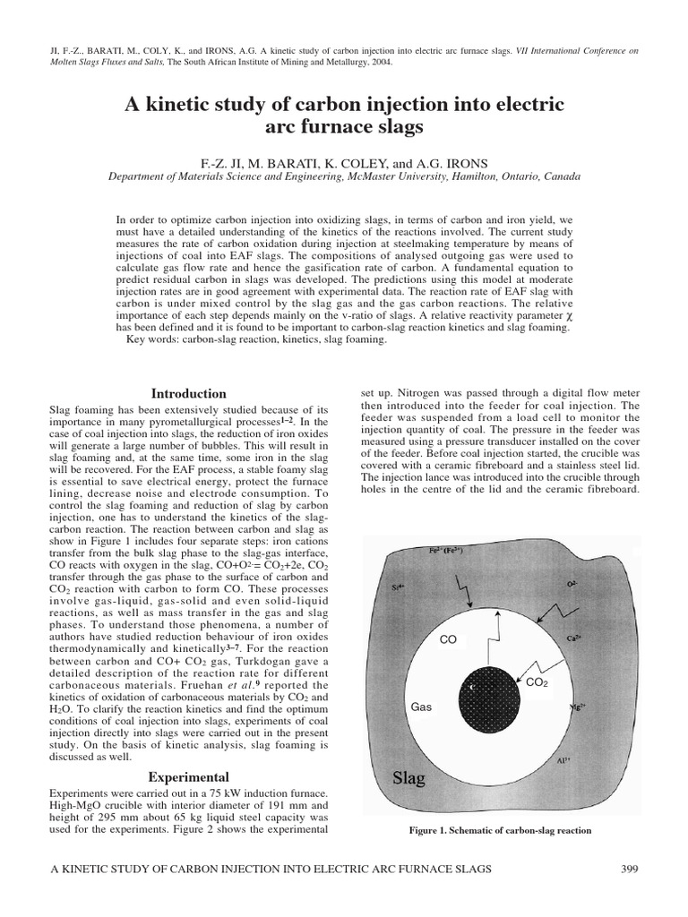 A Kinetic Study of Carbon Injection Into EAF Furnace Slags | PDF ...