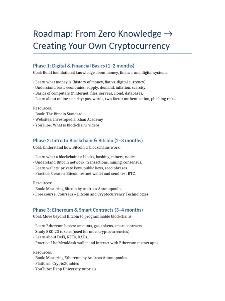 Cryptocurrency Creation Roadmap Guide | PDF | Cryptocurrency | Bitcoin