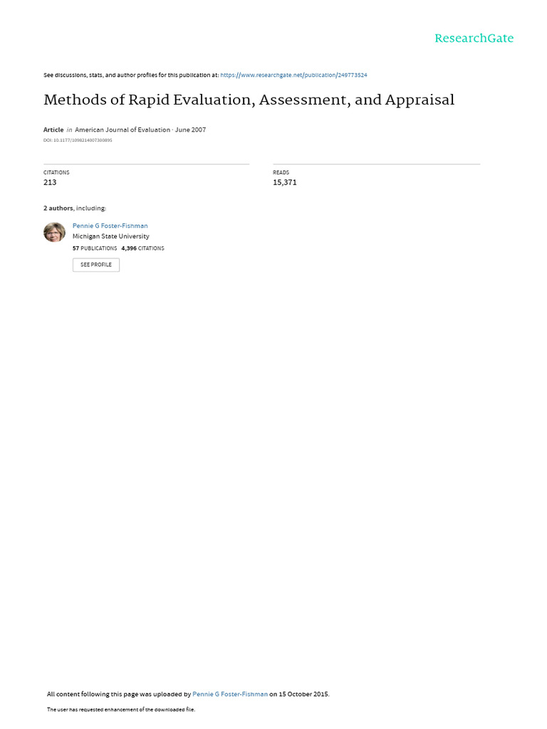 Methods of Rapid Evaluation Assessment and Apprais | PDF | Evaluation ...
