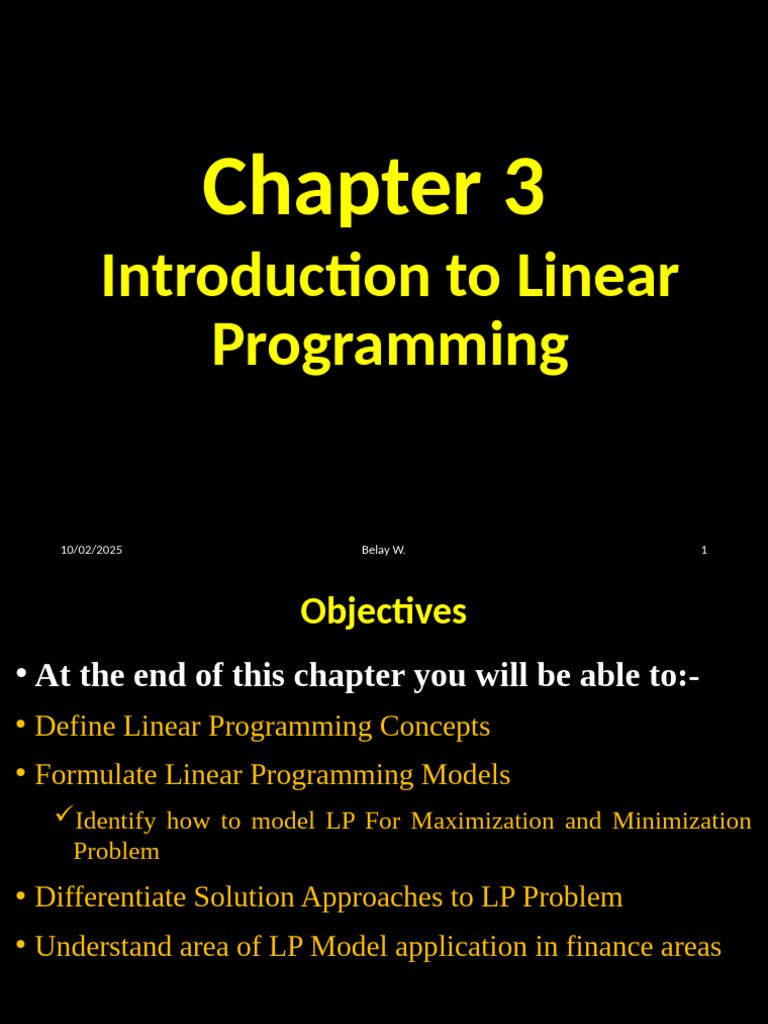 Chapter 3 Linear Programing | PDF | Mathematical Optimization | Linear Programming