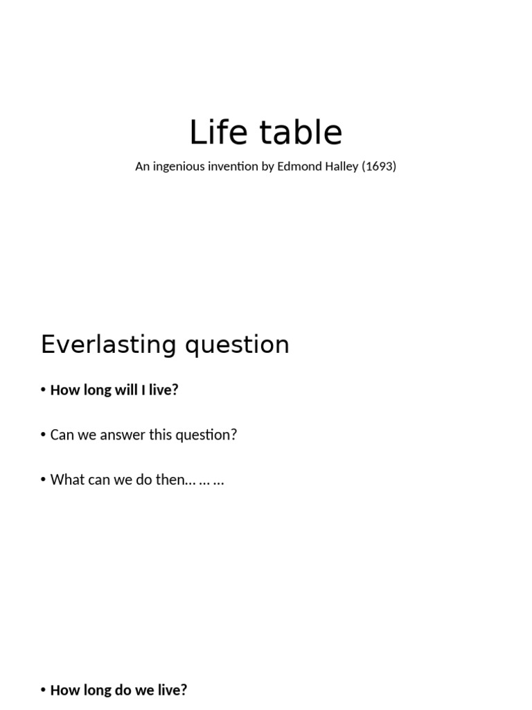 Lec 9 - Life Table-L1 | PDF