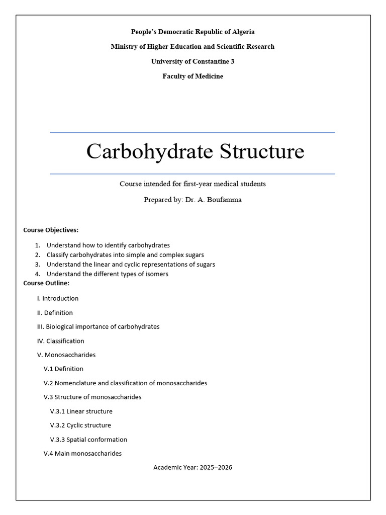 Classification and Structure of Carbohydrates Engl 251001 135937 | PDF ...