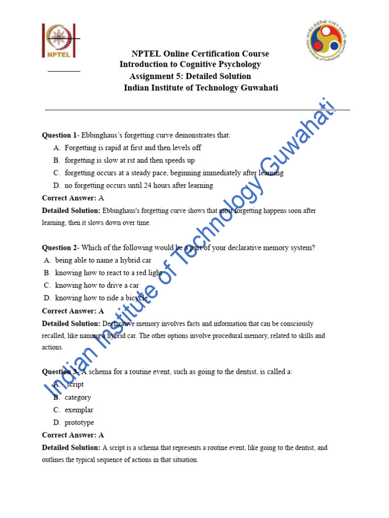 Cognitive Psy Week 5 Solution | PDF | Memory | Behavioural Sciences