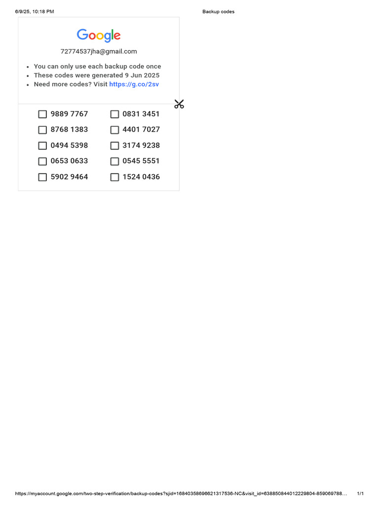 Backup Codes | PDF