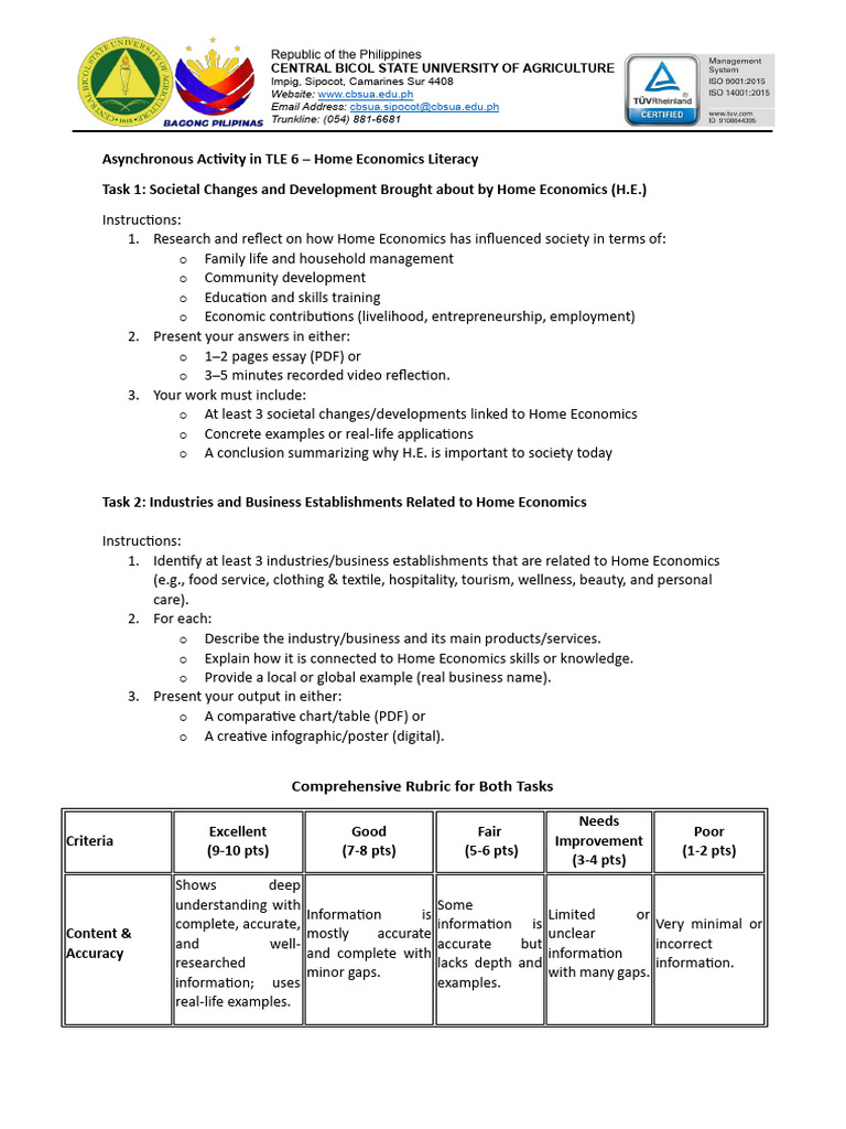 Asynchronous Activity in TLE 6 | PDF | Critical Thinking | Human Communication
