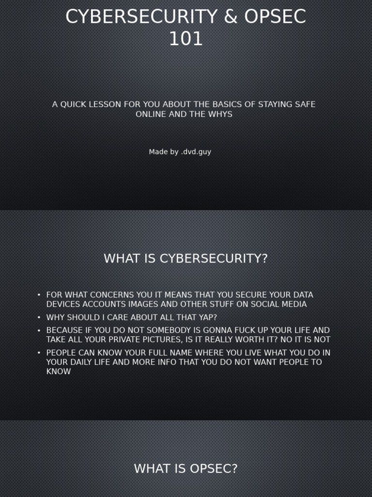 Cybersecurity & OPSEC Basics Guide | PDF | Phishing | Security