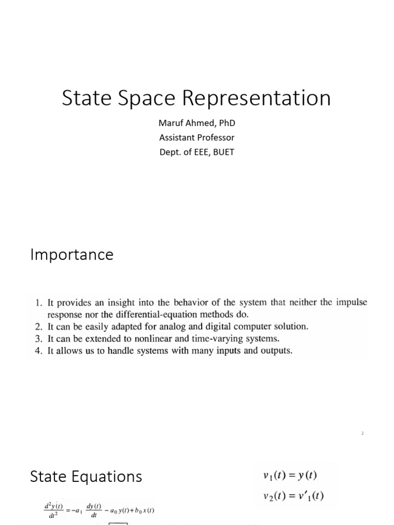 State Space Representation in Control Systems | PDF | Mathematics | Algebra