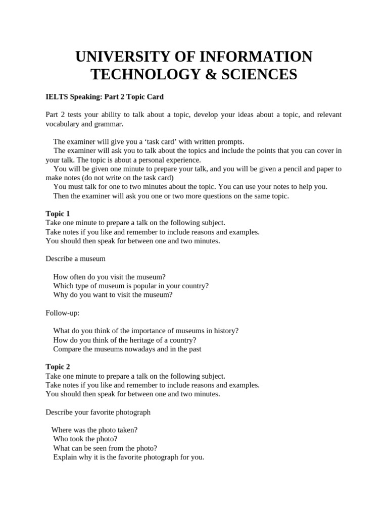 IELTS Part 2 Topics | PDF | Human Communication