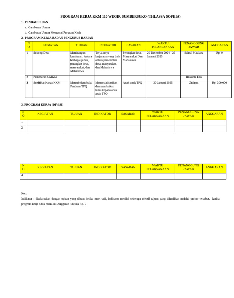 Template Proker KKM 110 | PDF