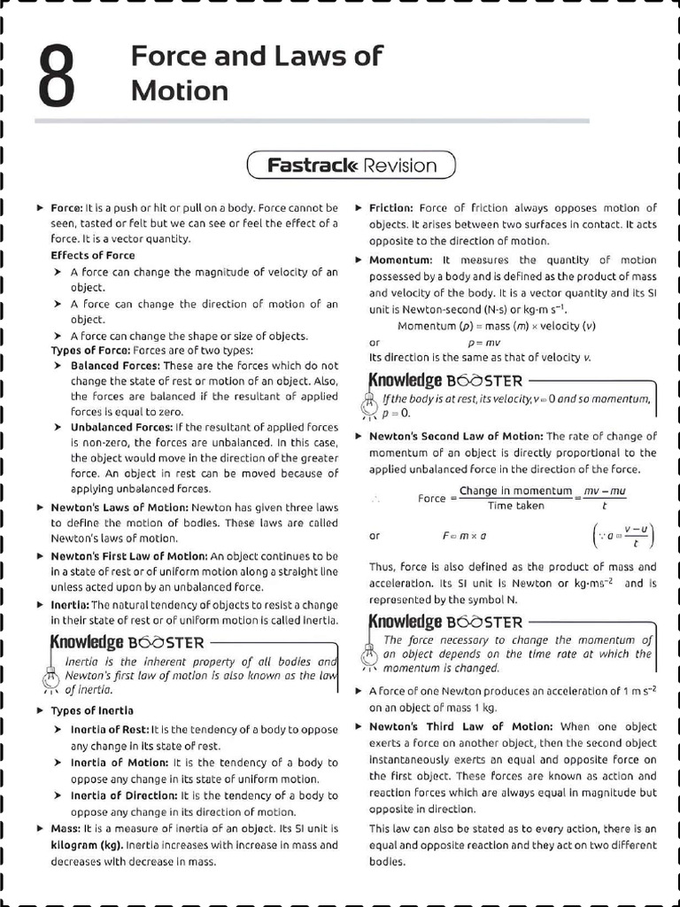 Force and Laws of Motion Worksheet 2.1 - 1751615375991 | PDF